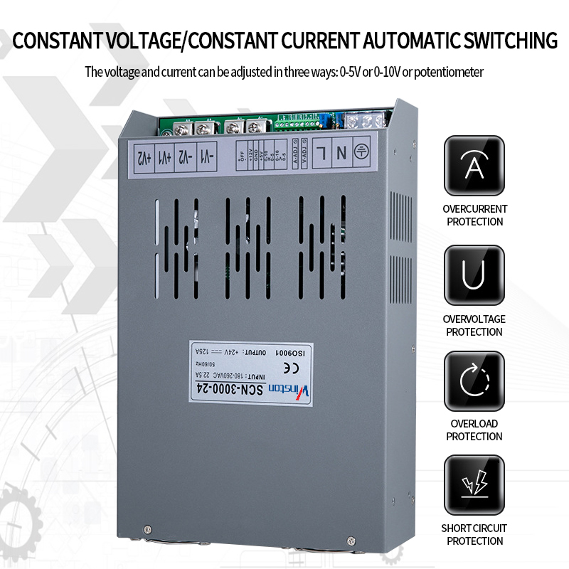 SCN-3000 Adjustable Signal Control 12V 24V 36V 48V 0-220V 100A 200A 3000W Switching Power Supply ...