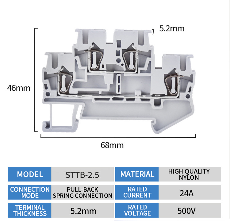 Winston STTB2.5 push in terminal block wire connector quick wiring ...
