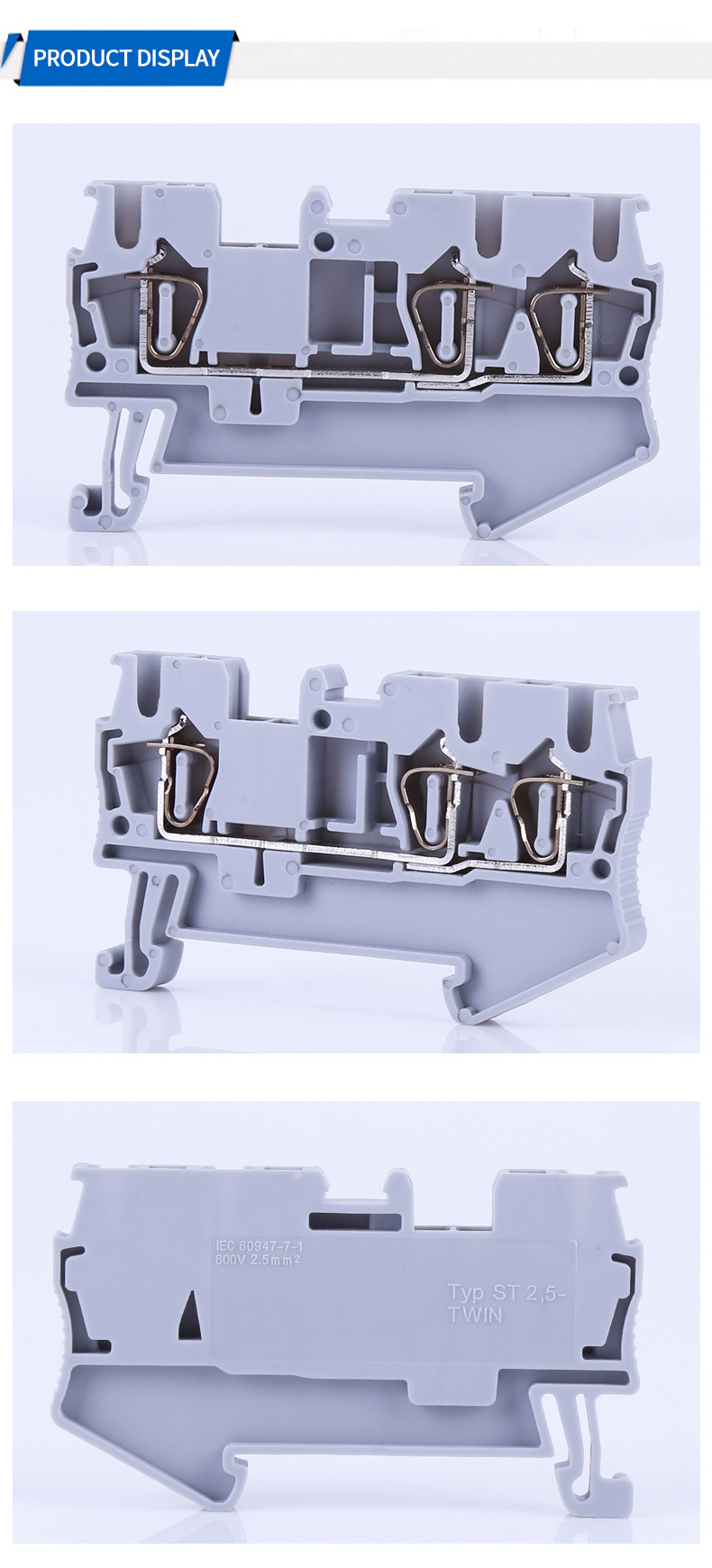 ST2.5 TWIN Factory Price Waterproof Din Rail Electrical Terminal Block ...
