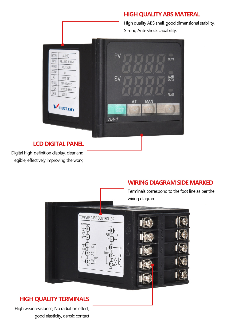 Winston A8 series Intelligent digital display temperature controller - Buy temperature ...