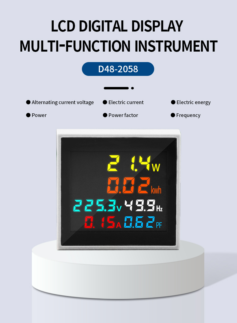 D48-2058 Multi-function Digital Meter Voltmeter Ammeter Wattmeter ...